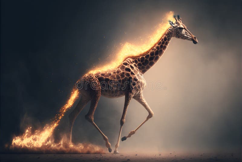 Giraffe Running on Fire Global Warming Stock Illustration ...