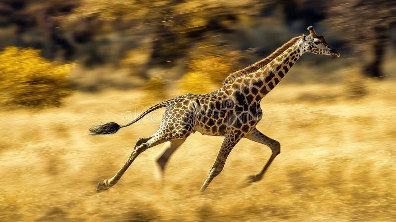 Giraffe Running through Savannah Stock Illustration - Illustration of ...