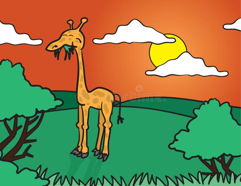 Giraffe Eating Stock Illustrations – 233 Giraffe Eating Stock ...