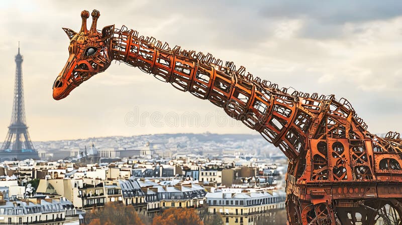 Giraffe Sculpture Displaying Creativity Paris Art Installation Urban ...