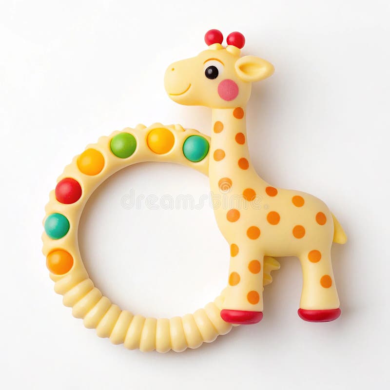Giraffe Shaped Baby Teething Ring Stock Illustration - Illustration of ...