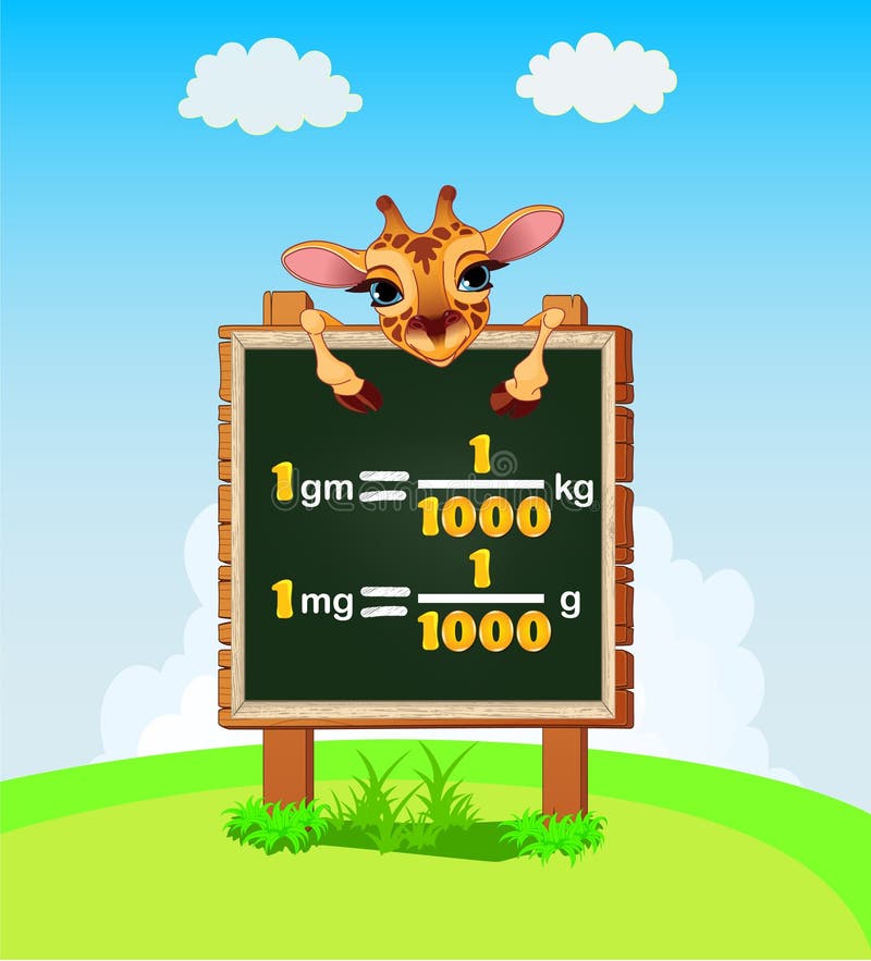 Giraffe Showing Math on Black Board in Forest. Giraffe Animal Vector ...