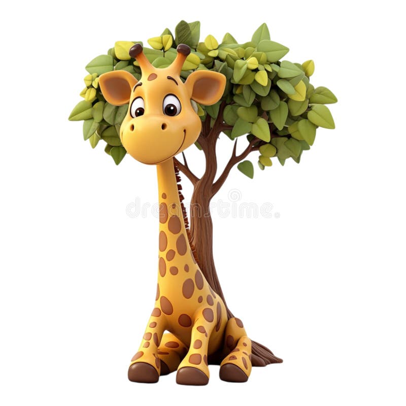 Giraffe Sitting Under a Tree for Wildlife Illustrations Isolated ...