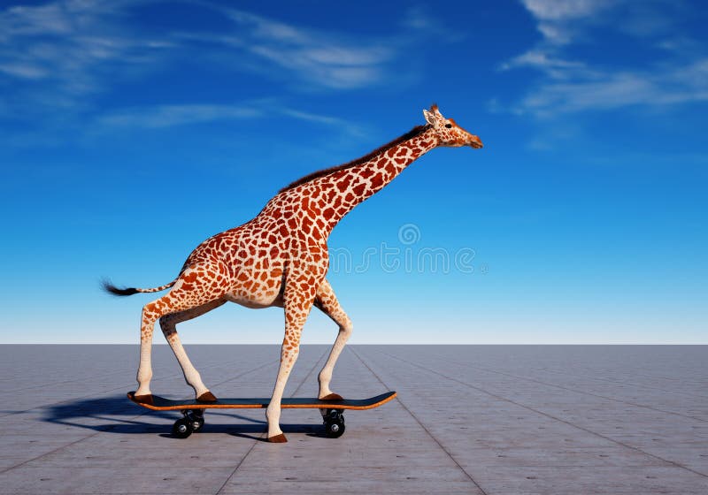 Giraffe on Skateboard. Impossible and Happiness Concept Stock ...