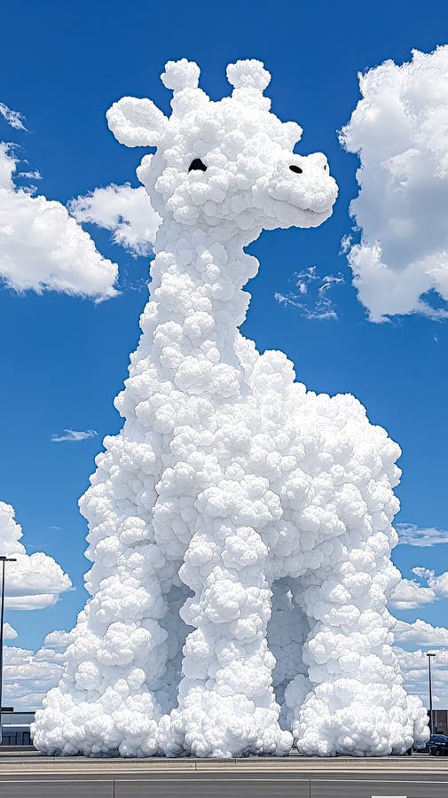 Giraffe is Sleeping in a Cloud of White Snow. Stock Photo - Image of ...