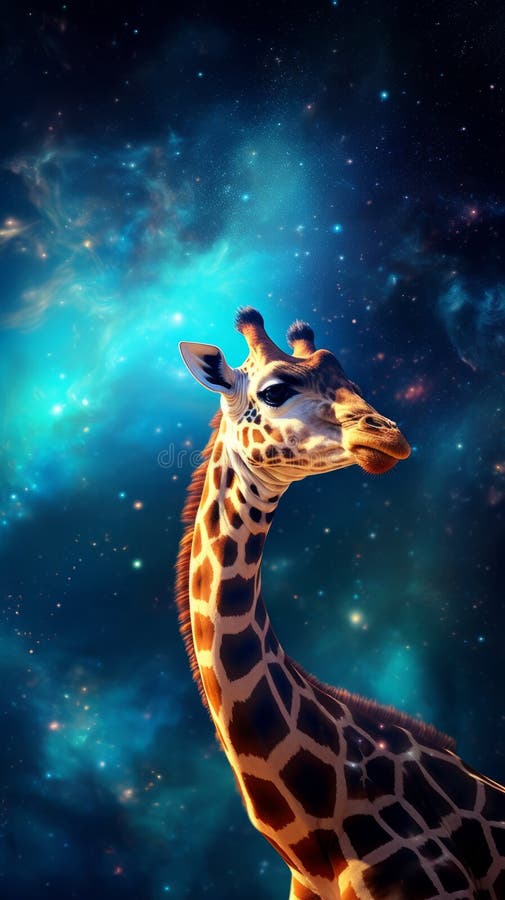 A Giraffe Standing in Front of a Star Filled Sky Stock Illustration ...
