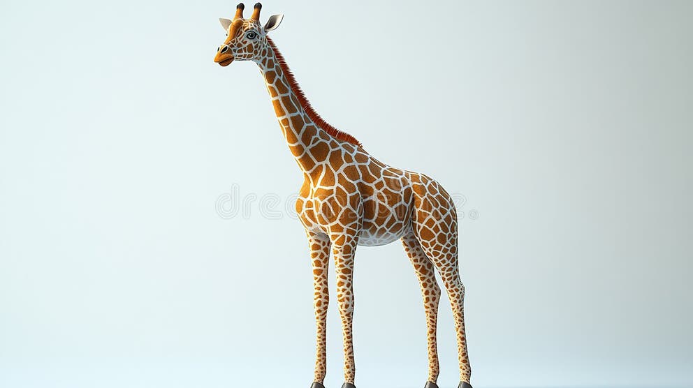 Giraffe, Standing, Profile View, Realistic 3D Model Stock Illustration ...
