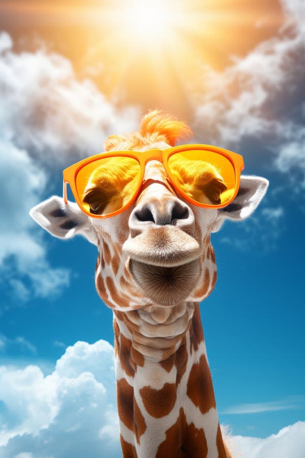 Giraffe in Virtual Reality Creative Illustration with Space for Text or ...