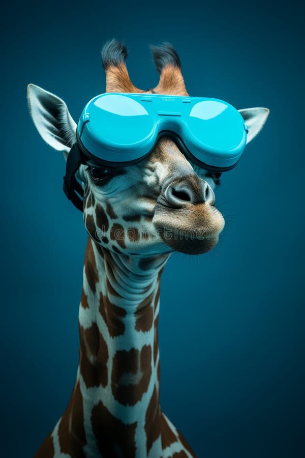 Giraffe in Virtual Reality Glasses Captivating Design with Ample Space for Adding Text or ...