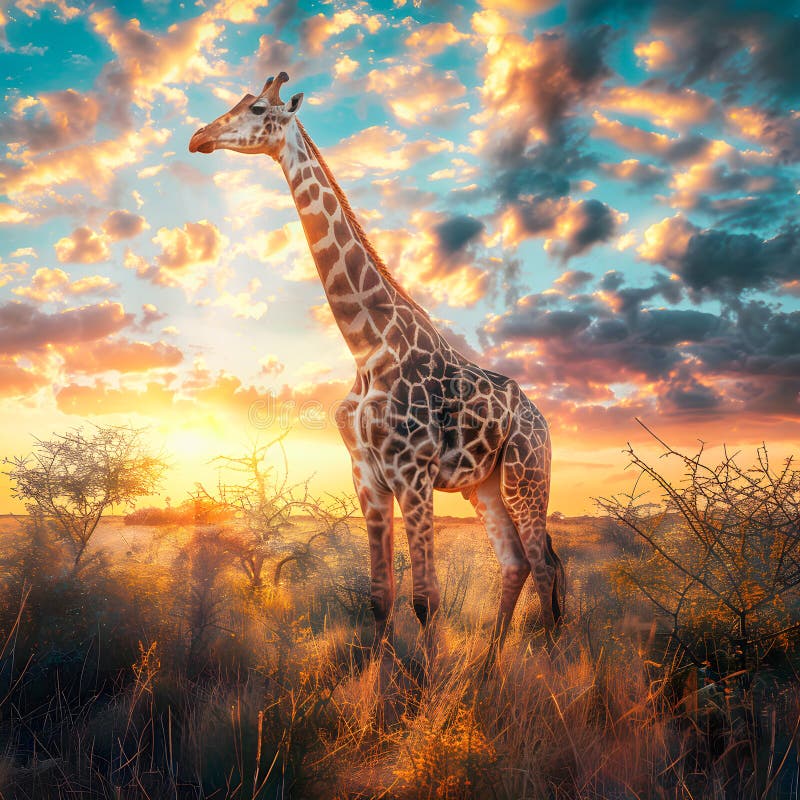 Giraffe in the Wild, Wild Nature and Animals Concept Stock Photo ...