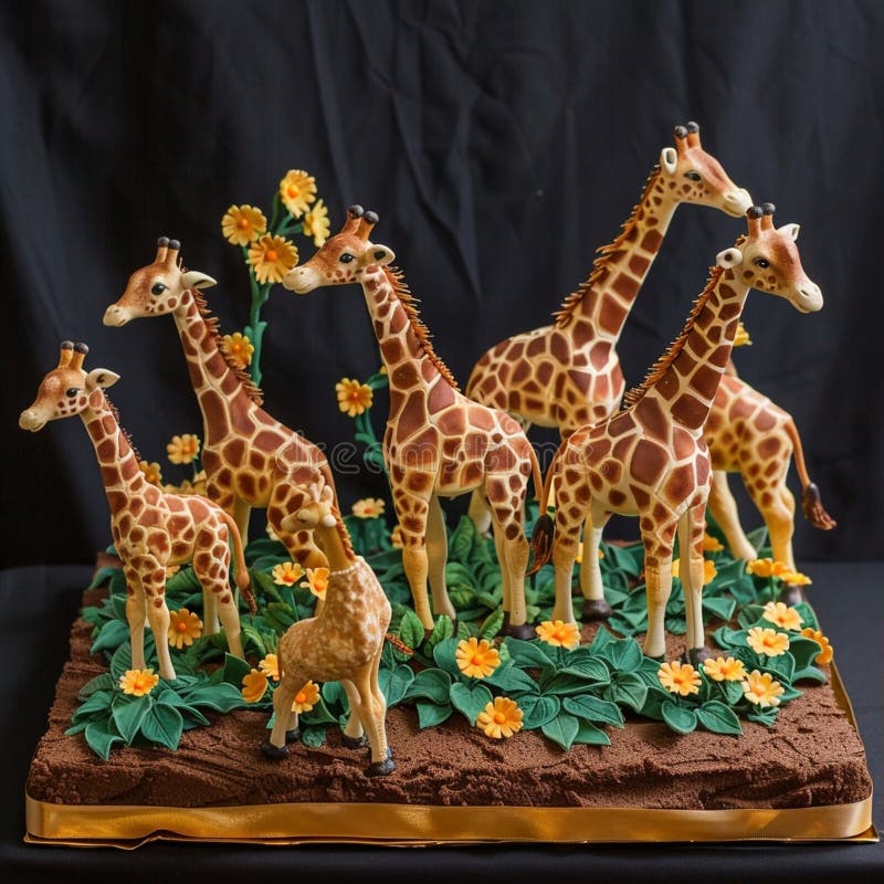 Giraffes on a Delicious Sheet Cake, Perfect for a Whimsical Dessert ...