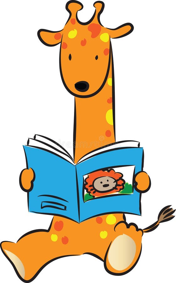 Giraffes reading stock illustration. Illustration of giraffes - 44623108
