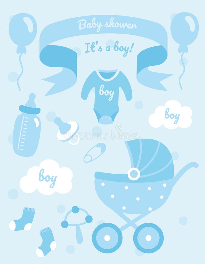 Set for Baby Shower. Blue Items for the Newborn Stock Vector ...