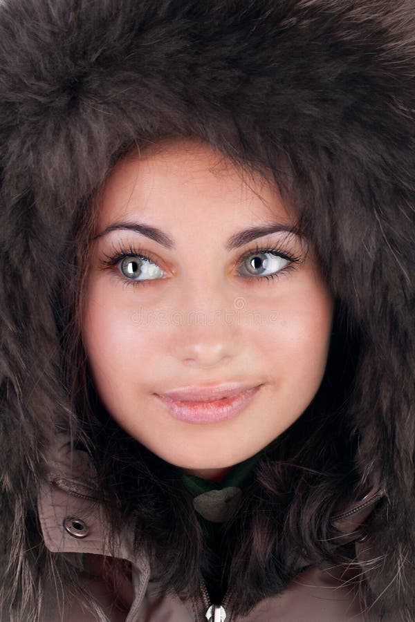 Cute Young Gypsy Girl`s Face with Frozen Eyelashes Stock Photo - Image ...