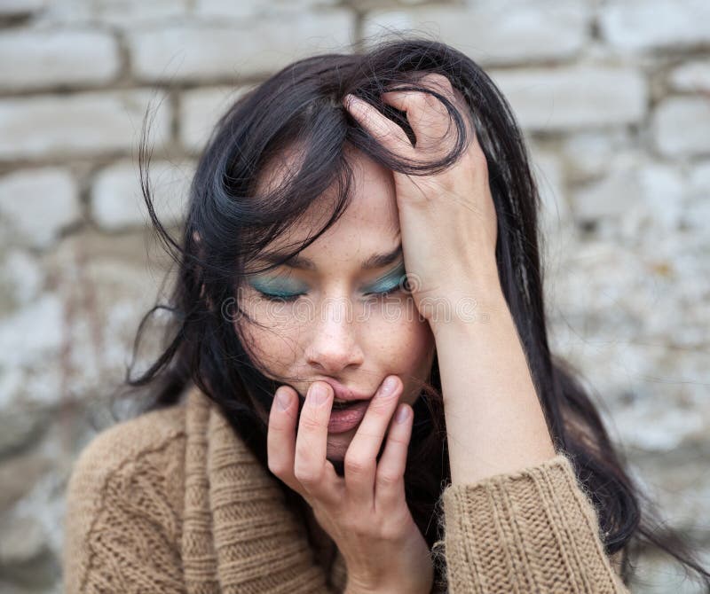 Girl Against Old Brick Wall Stock Image - Image of lady, natural: 37718437