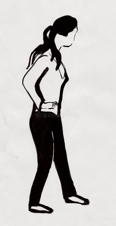 Girl in aggressive pose stock illustration. Illustration of painting ...