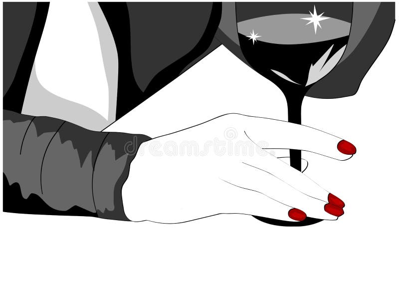 Girl alone, drinking wine stock vector. Illustration of fashion - 144244802