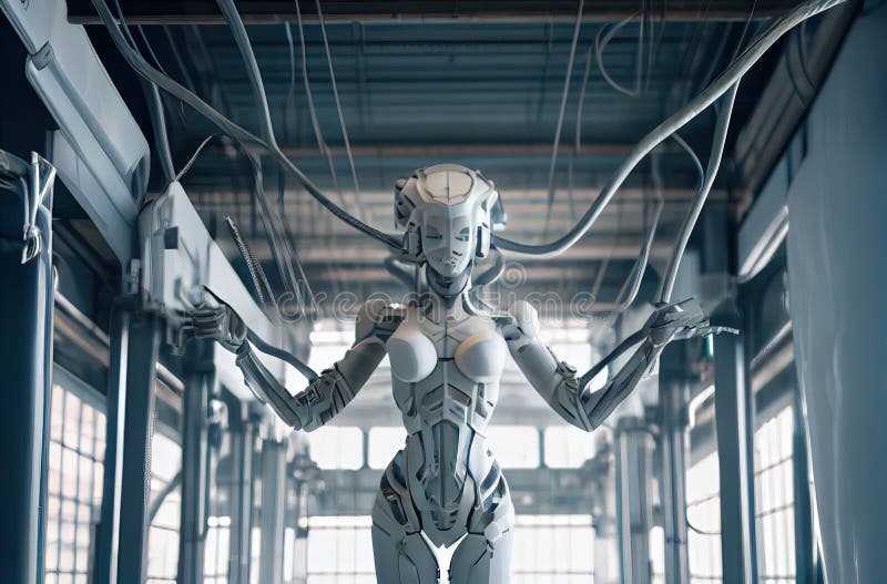 Girl android portrait stock illustration. Illustration of future ...