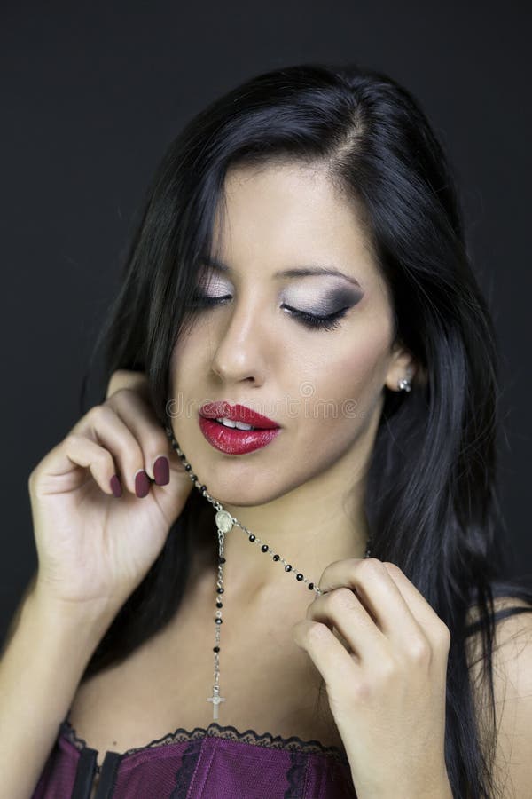 Girl angel with cross stock image. Image of beauty, education - 82629201