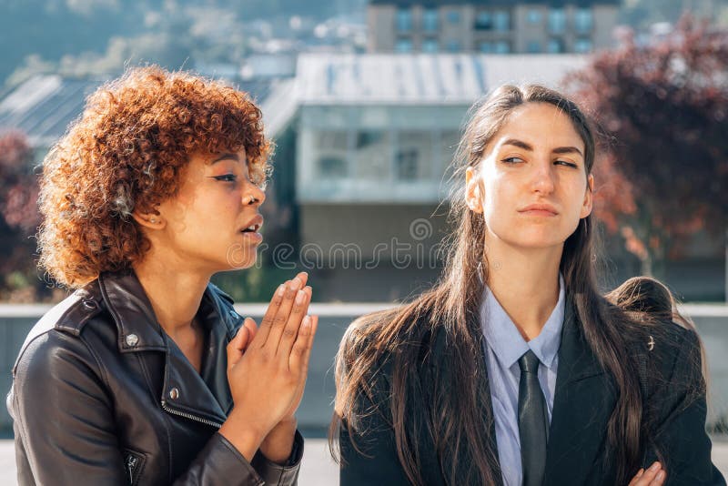 Girls with Sorry Friend stock photo. Image of female - 32439062