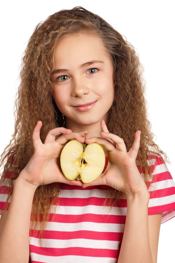 Girl with apple stock image. Image of fresh, face, apple - 30614615
