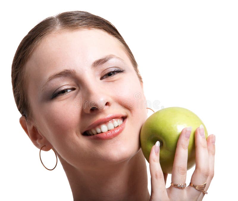 Girl with apple stock photo. Image of girl, dentes, beautiful - 6710984