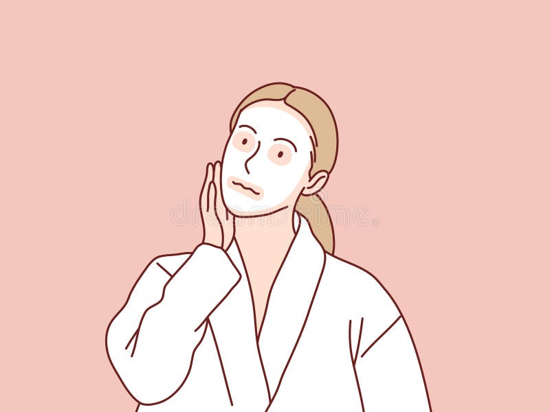 Happy Girl Applying Cream Stock Illustrations 424 Happy Girl Applying