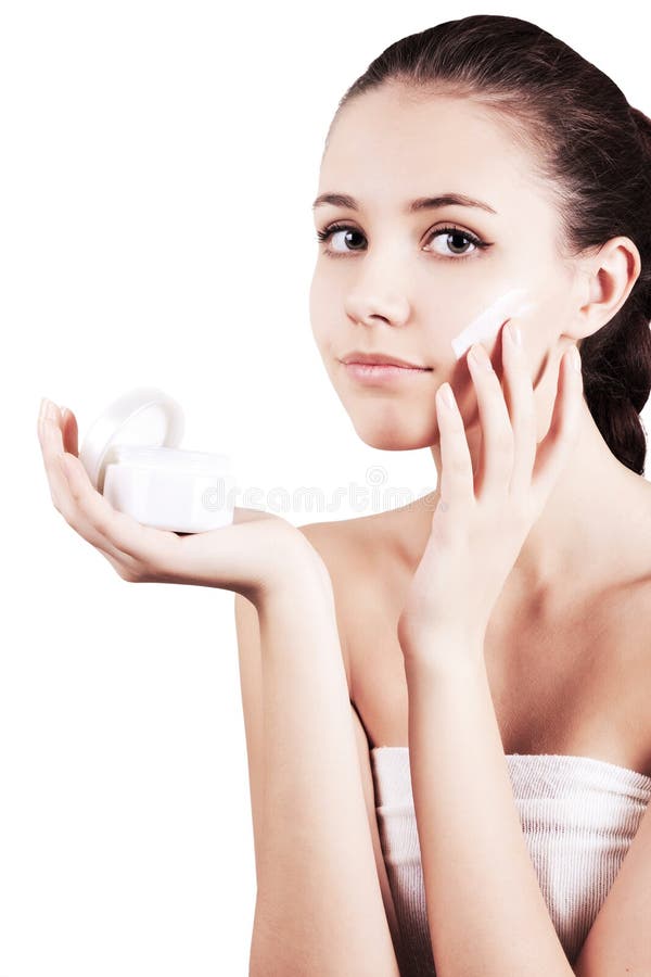 Face of Girl Applying Cream Stock Image - Image of woman, moisturize ...