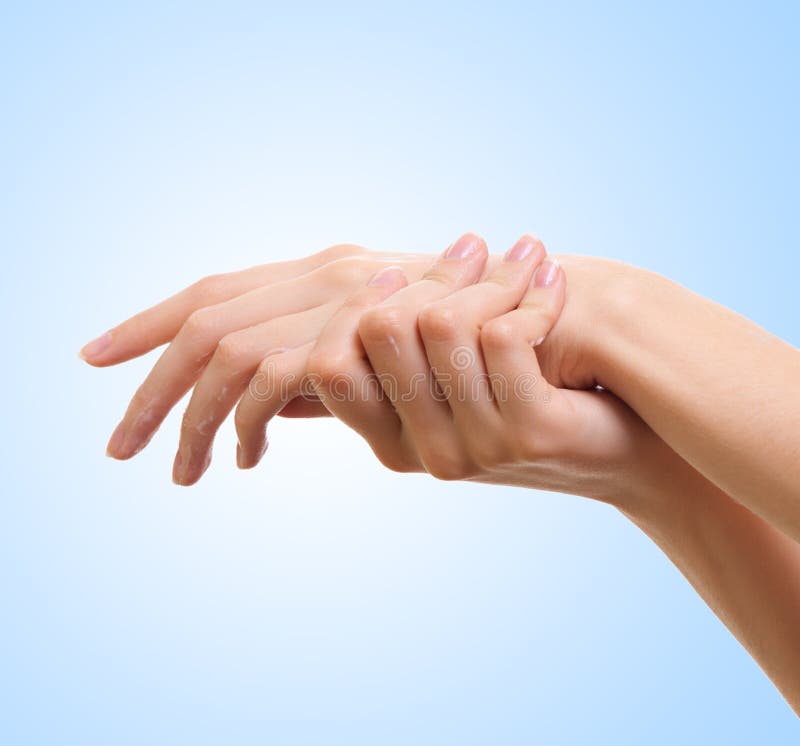 Girl Applying Some White Lotion on Her Hand Stock Image - Image of ...