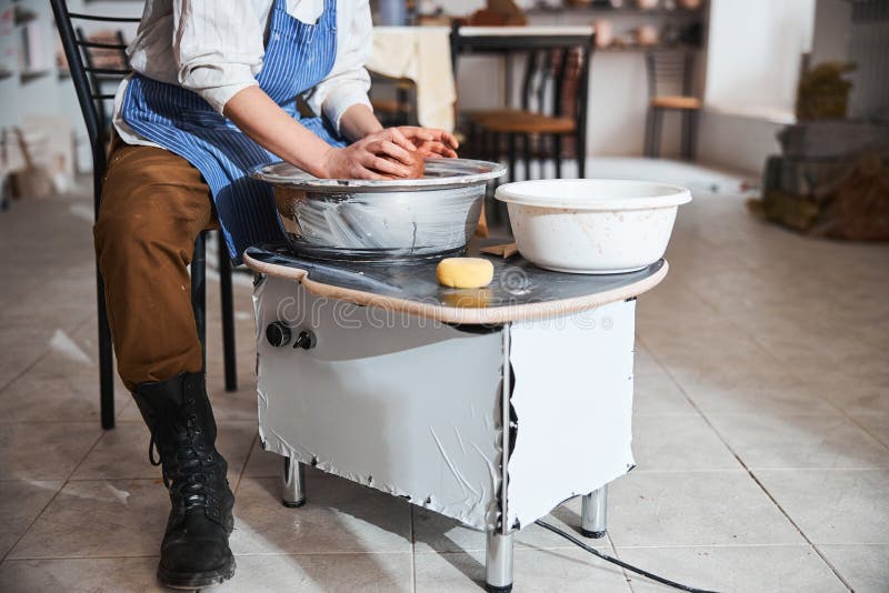 Close Up of Professional Master Dealing with Clay Stock Photo - Image ...