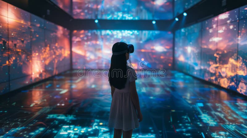 Girl in AR Room stock image. Image of digital, immersive - 326944785