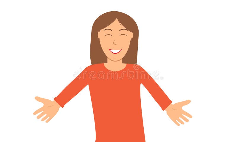 Girl with Arms Outstretched for a Hug. Stock Vector - Illustration of ...