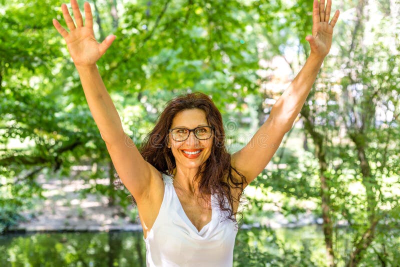 Girl arms up stock photo. Image of joyful, freedom, outdoors - 75114592