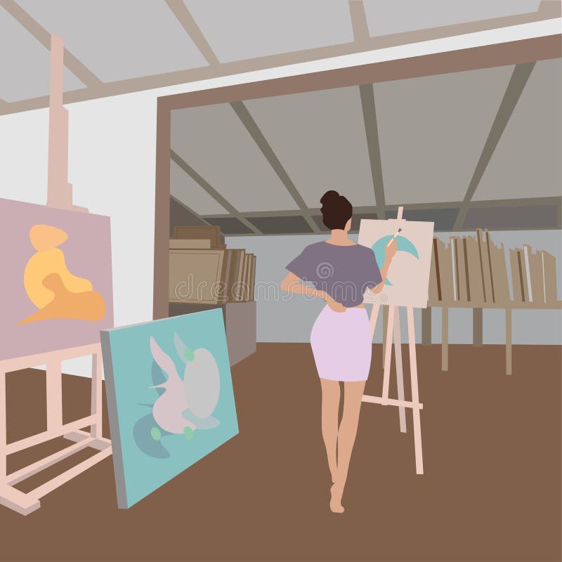 Girl Artist Illustration Vector Illustration Vector Image Stock Vector ...