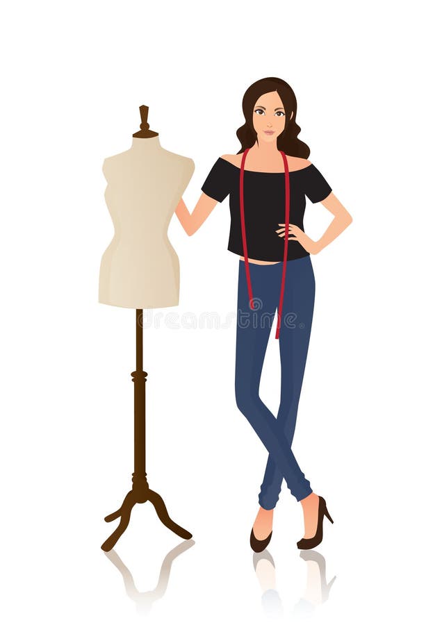 Girl As Designer. Vector Illustration Decorative Design Stock Vector ...