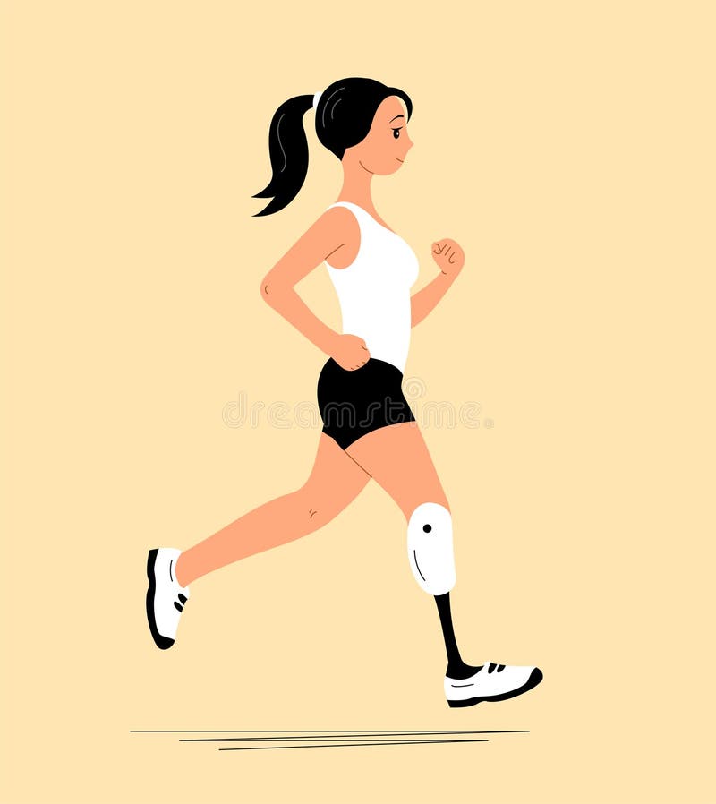 A Girl Athlete with a Bionic Prosthetic Leg Stock Vector - Illustration ...