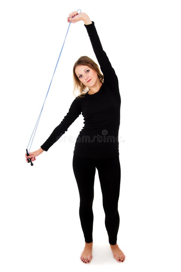 Girl athlete holding rope stock image. Image of pose - 40340033