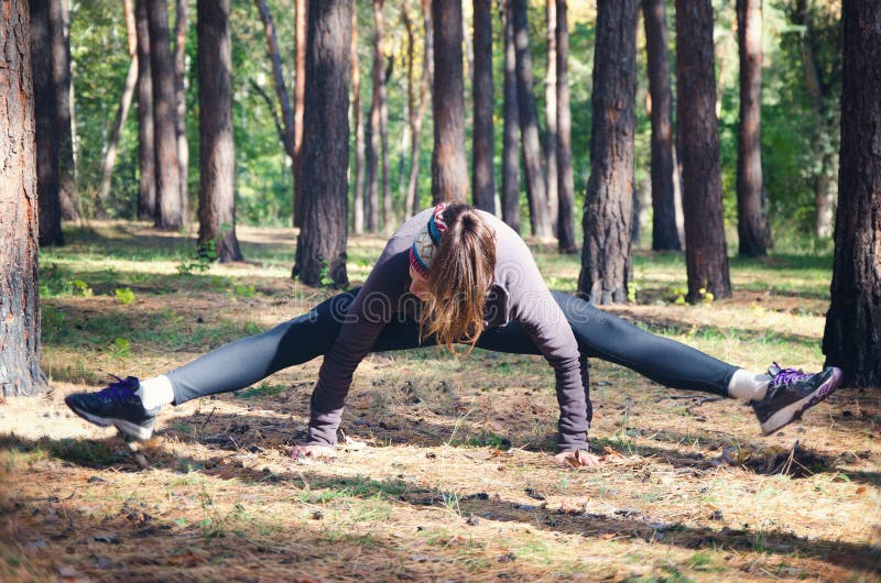 Girl Doing Yoga in the Woods Stock Image - Image of grace, glade: 103604709