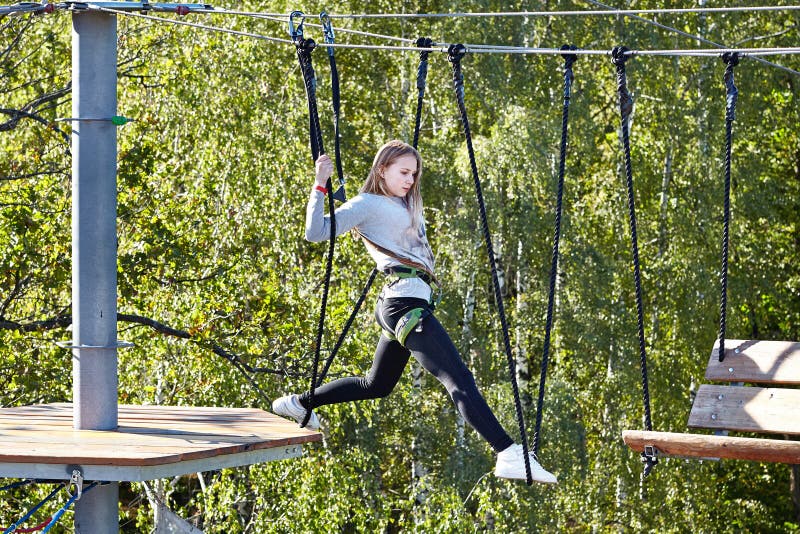 Girl Athlete Runs an Obstacle Course Stock Photo - Image of blond ...