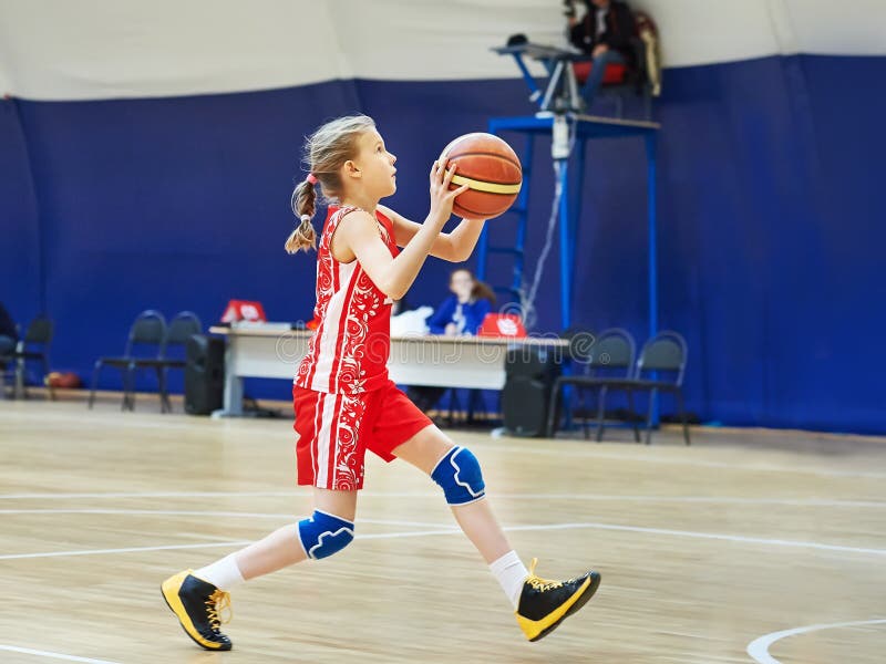 Girl Athlete in Uniform Playing Basketball Stock Image - Image of ...