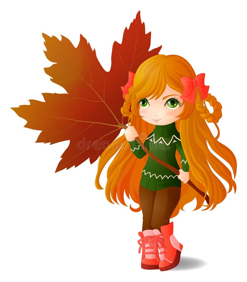 Girl-autumn stock vector. Illustration of beautiful - 229687973