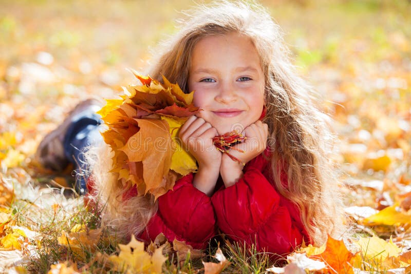 Girl at autumn stock image. Image of beauty, cute, people - 156886983
