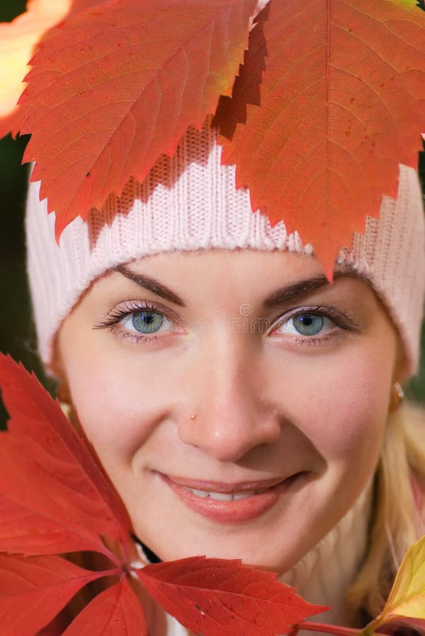 Girl with autumn leaves stock image. Image of clean, female - 3211125