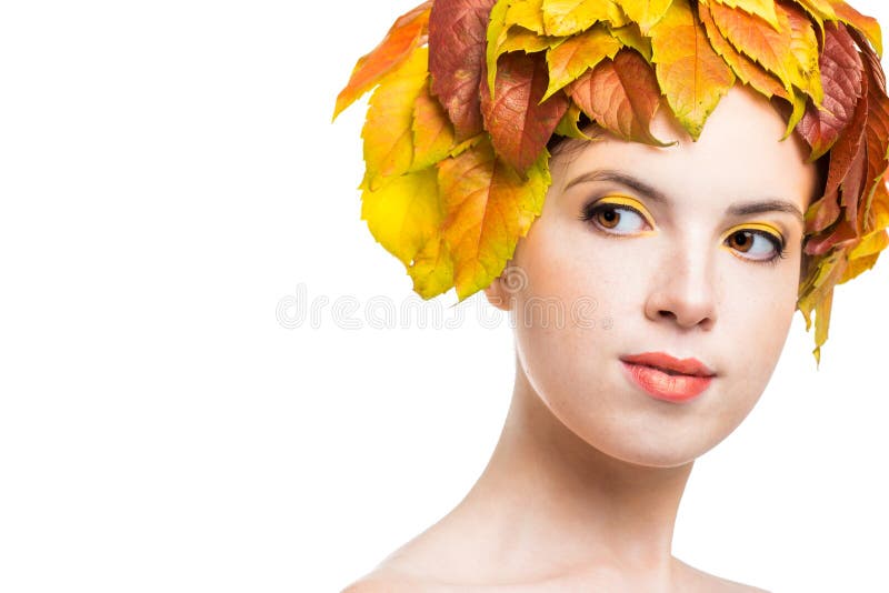 Girl with autumn leaves stock image. Image of attractive - 62405777