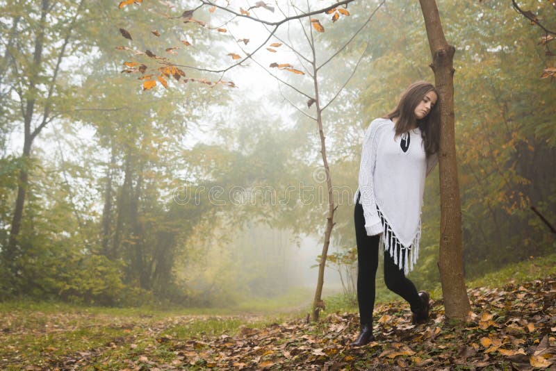 Girl and autumn stock image. Image of walk, wood, colors - 79491929