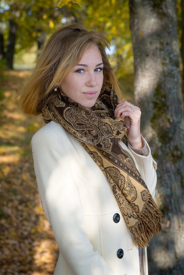 Girl in autumn stock image. Image of autumn, posing, lips - 45784635