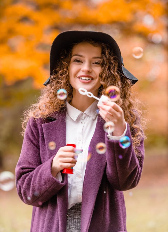 Girl on autumn walk stock image. Image of cheerful, fashion - 61486195