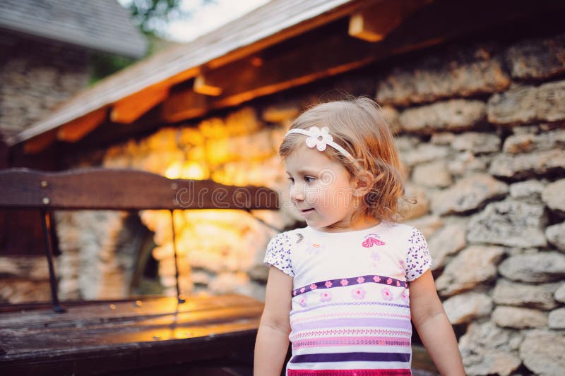 Girl at Back Yard stock photo. Image of mature, background - 66075812