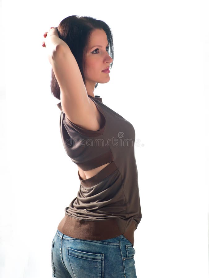 The Girl on the Background of Isolation Stock Image - Image of model ...