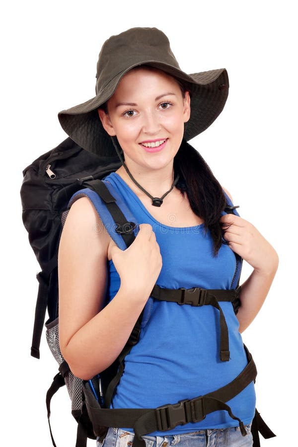 Girl with Backpack Ready for Hiking Stock Photo - Image of young ...